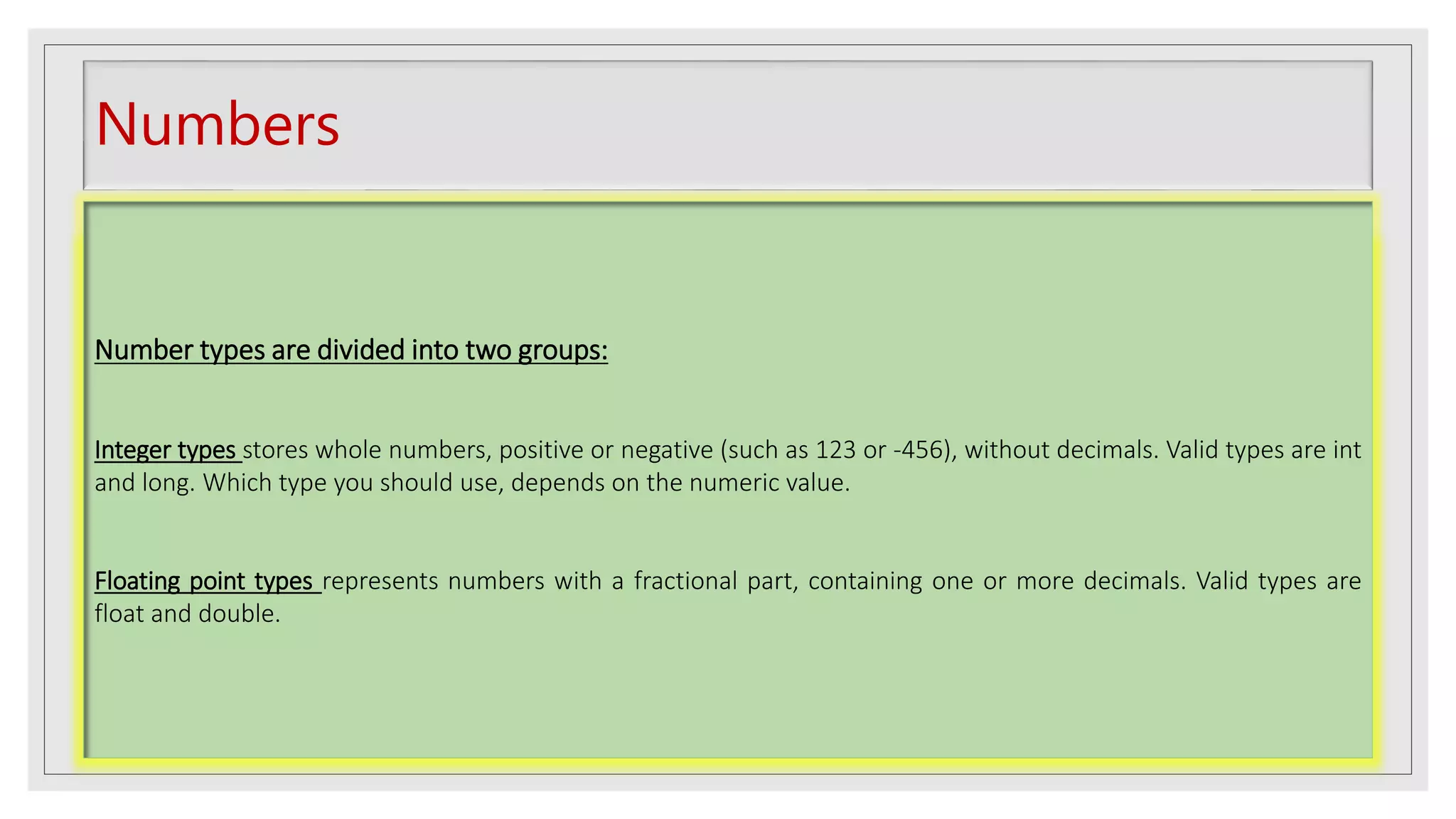 data types in C-Sharp (C#) | PPTX