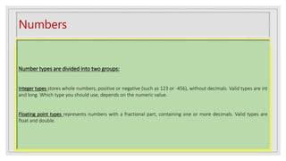 data types in C-Sharp (C#) | PPTX