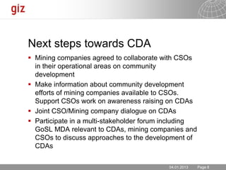 Community Development Agreement Working Group Planning Meeting ...