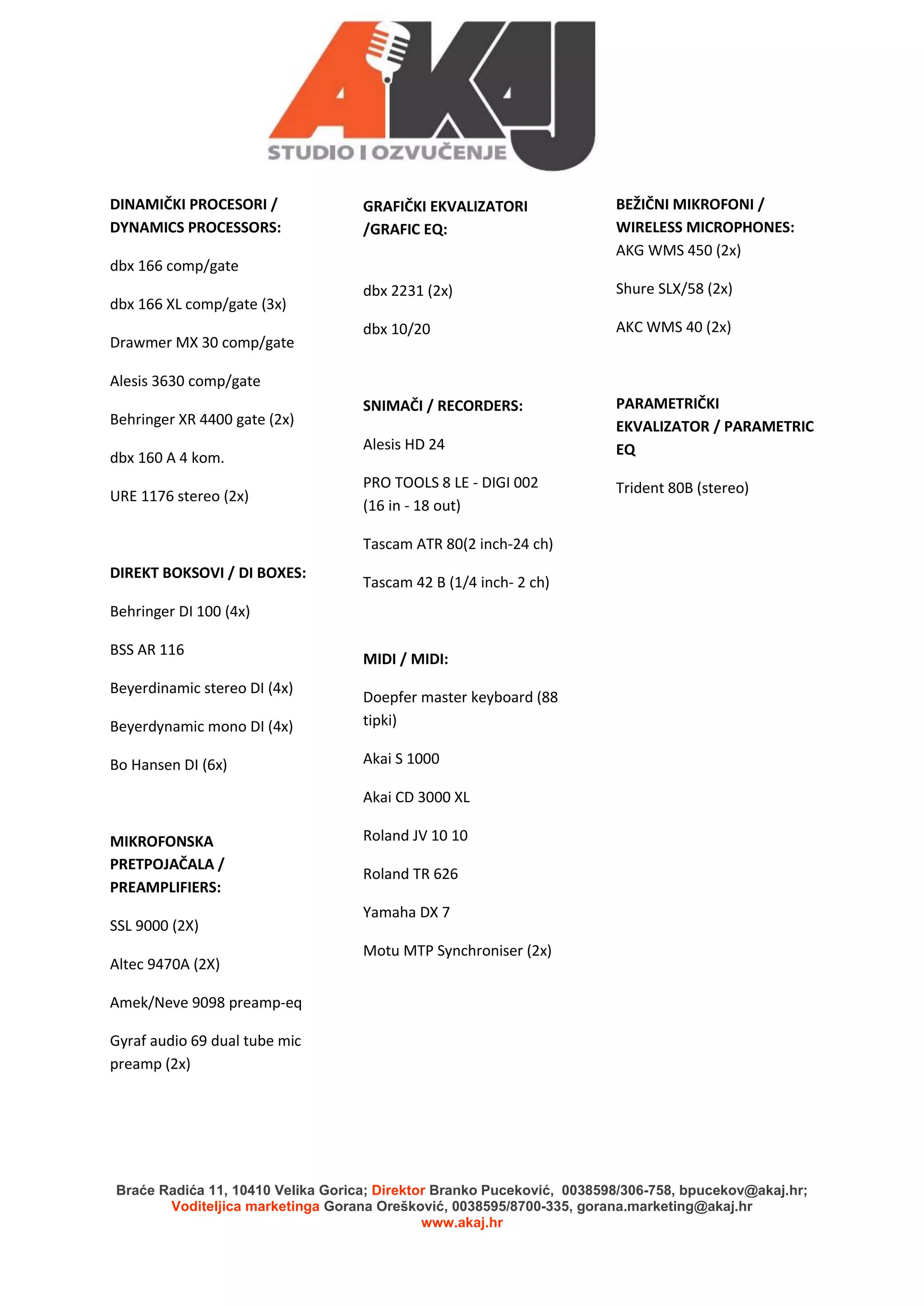 AKAJ_SOUND EQUIPMENT | PDF