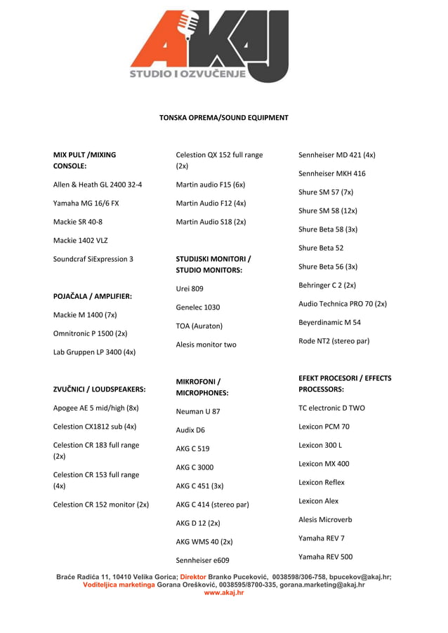 AKAJ_SOUND EQUIPMENT | PDF