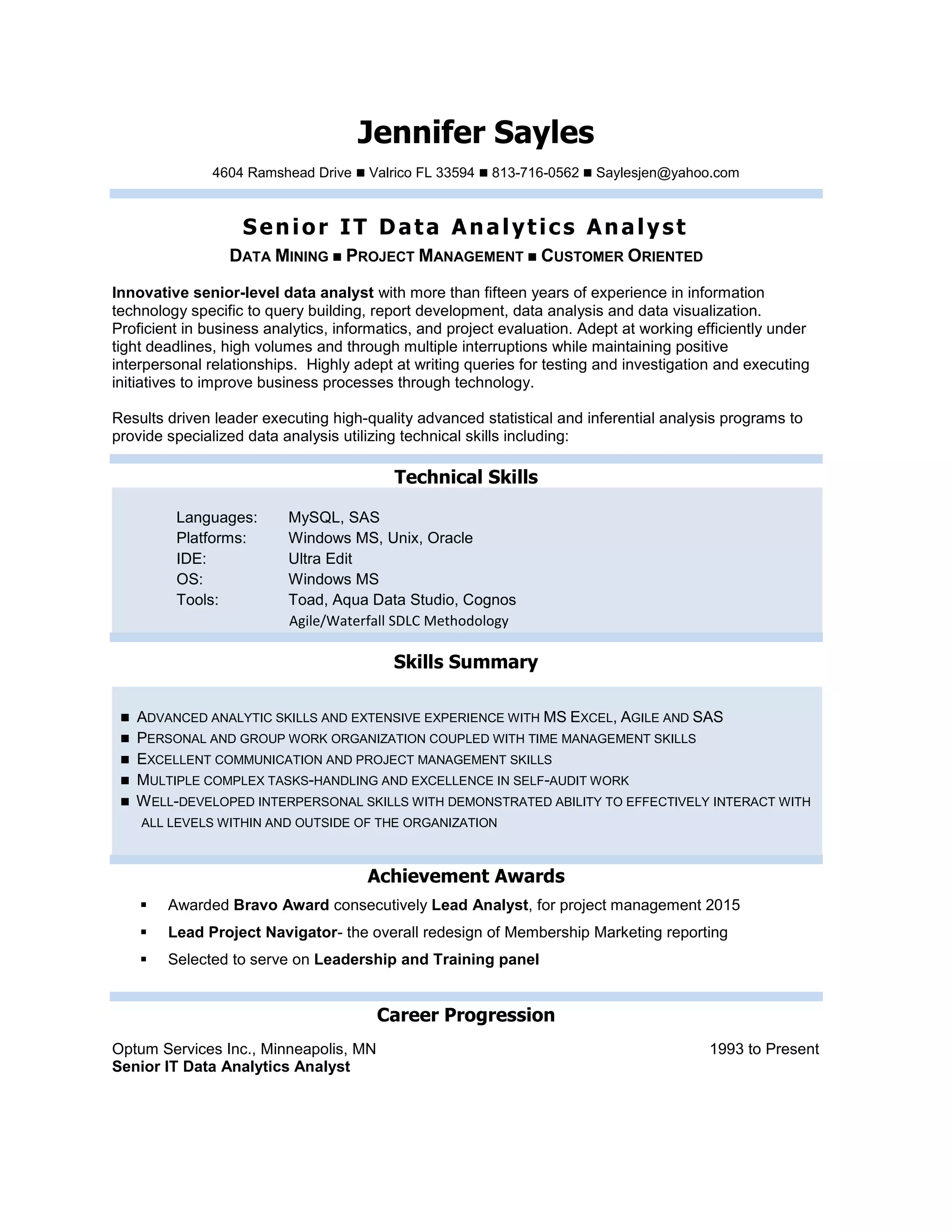 Jennifer Sayles Resume | PDF | Databases | Computer Software and Applications