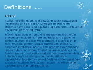 Addressing Issues of Access, Equity and Participation - Saint Lucia | PPT