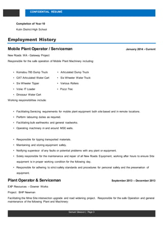 Resume Samuel Gleeson | PDF