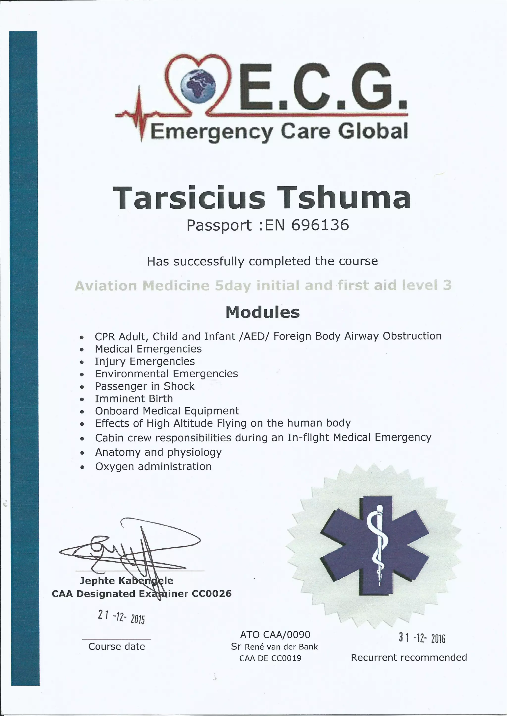 Certificates T. Tshuma | PDF