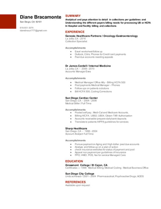 Cdb resume (1) (1) (1) (2) (1) | DOCX | Healthcare Industry | Industries