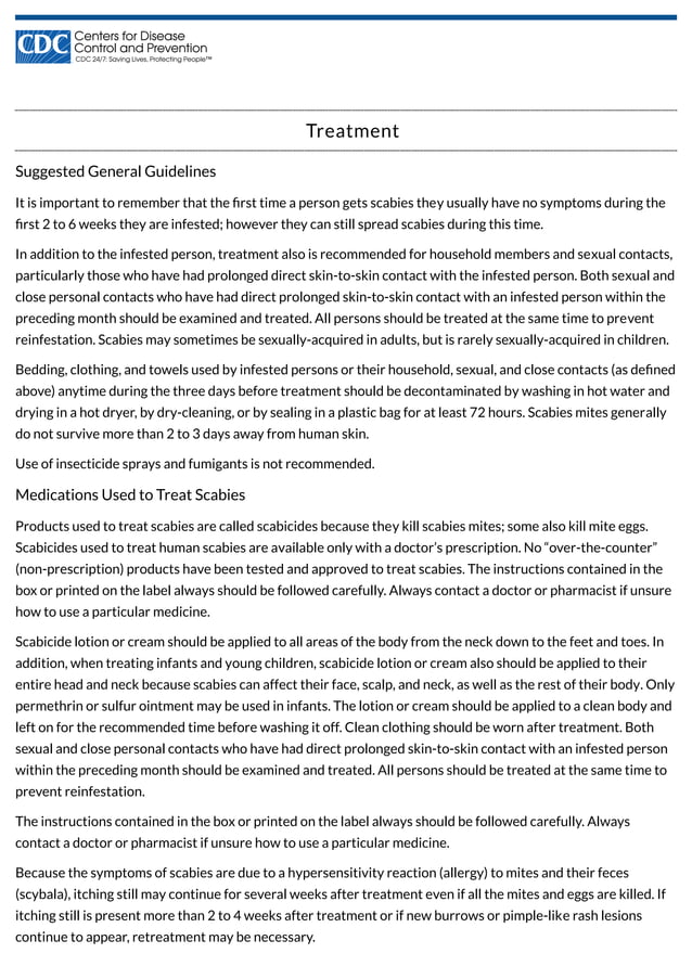 Cdc scabies - treatment | PDF