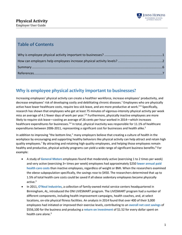 Cdc physical activity employer guide | PDF