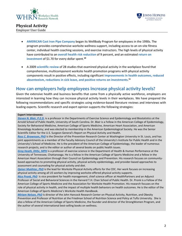 Cdc physical activity employer guide | PDF