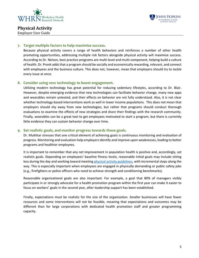 Cdc physical activity employer guide | PDF