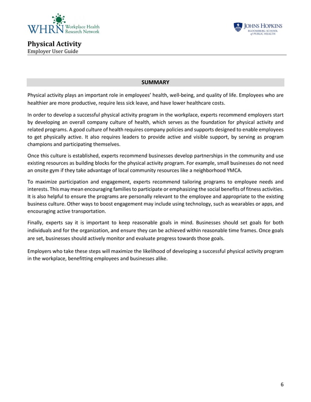 Cdc physical activity employer guide | PDF