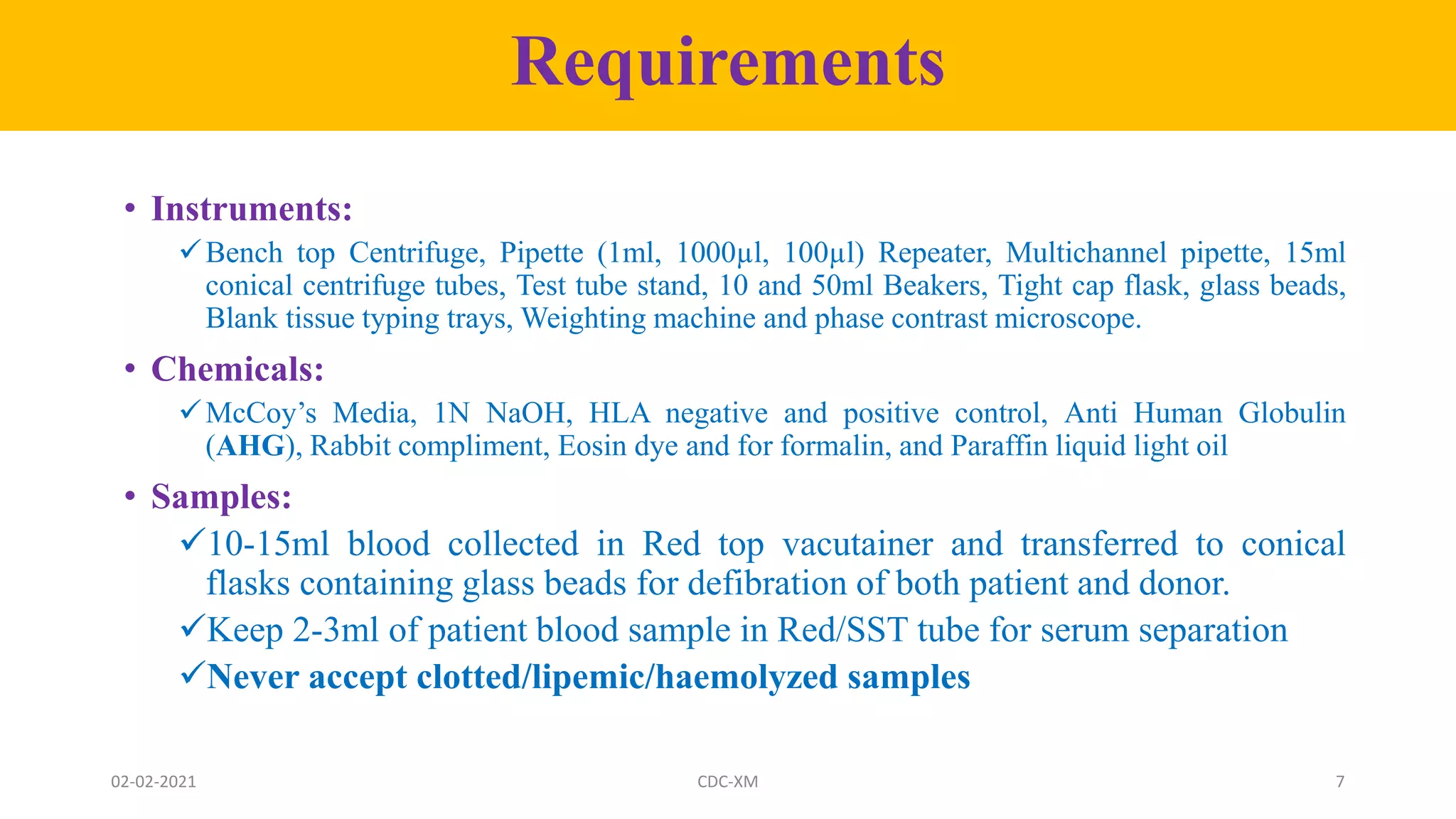 CDC-XM / Complement dependent cytotoxicity -crossmatch | PPTX