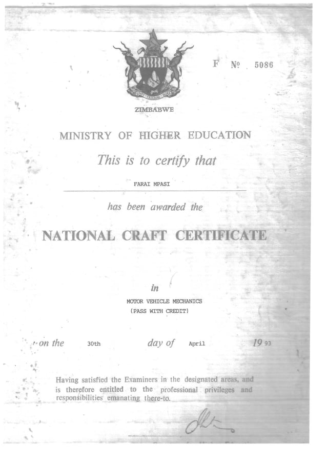 FARAI NATIONAL CRAFT CERTIFICATE MOTOR VEHICLE MECHANICS-1 | PDF