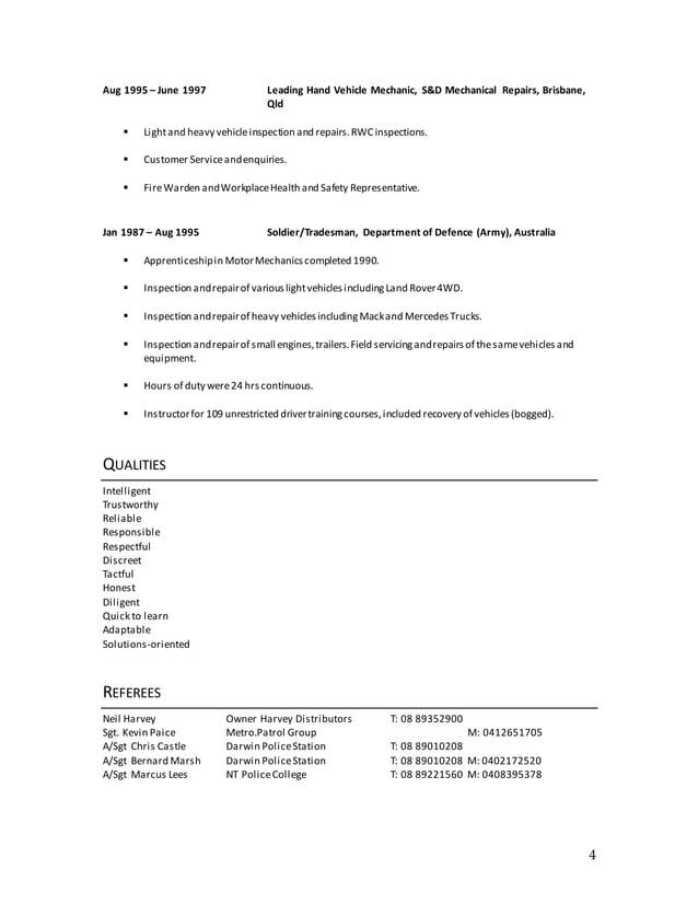 Troy Cramp - CV | DOCX | Commercial Trucks | Auto Body Styles