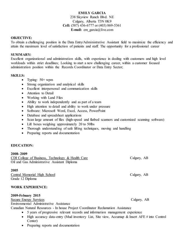 EMILY GARCIA Admin Assistance Resume | DOCX