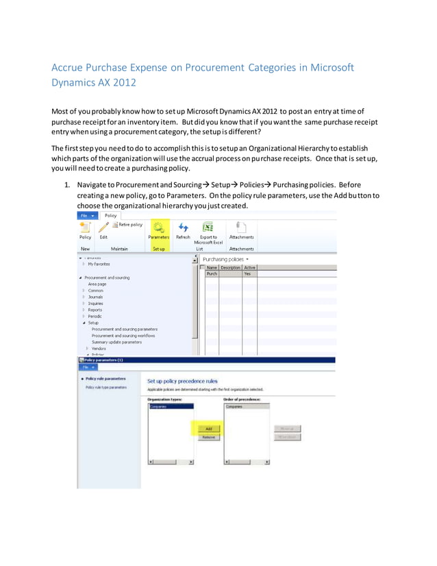 Accrue Purchase Expense on Procurement Categories in Microsoft Dynamics AX 2012 | DOCX ...