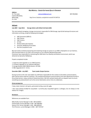 Rob Mortell - CV | PDF