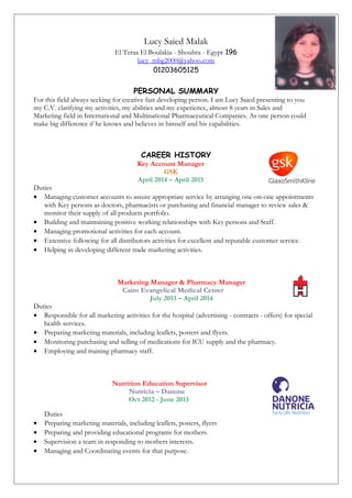 Lucy Said Cv | DOC | Pharmaceutical Industry | Industries