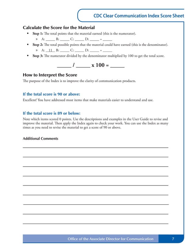Cdc comm index score cards | PDF