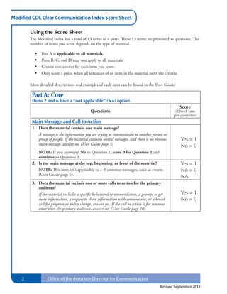Cdc comm index score sheet | PDF