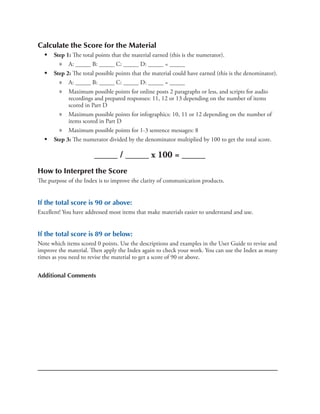 Cdc comm index score sheet | PDF