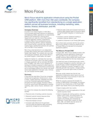 Pivotal CRM Case Study - Micro Focus | PDF
