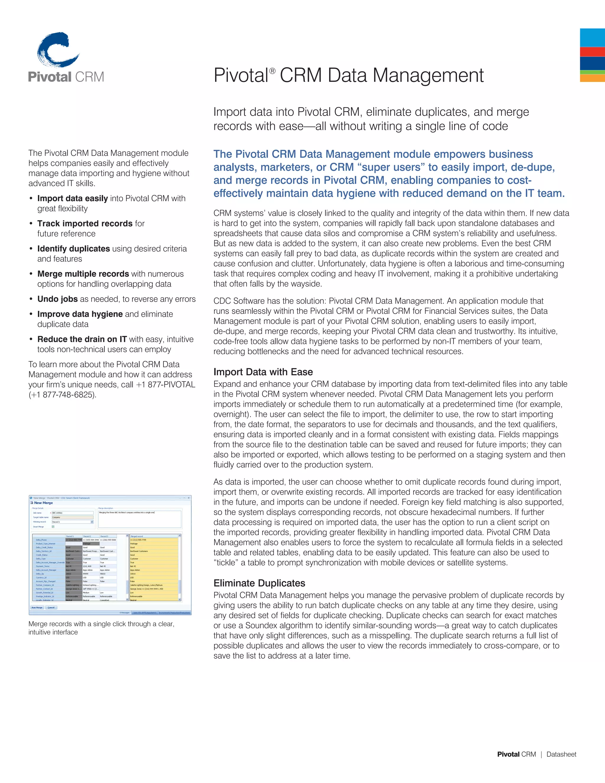 PivotalCRM - Data Management | PDF