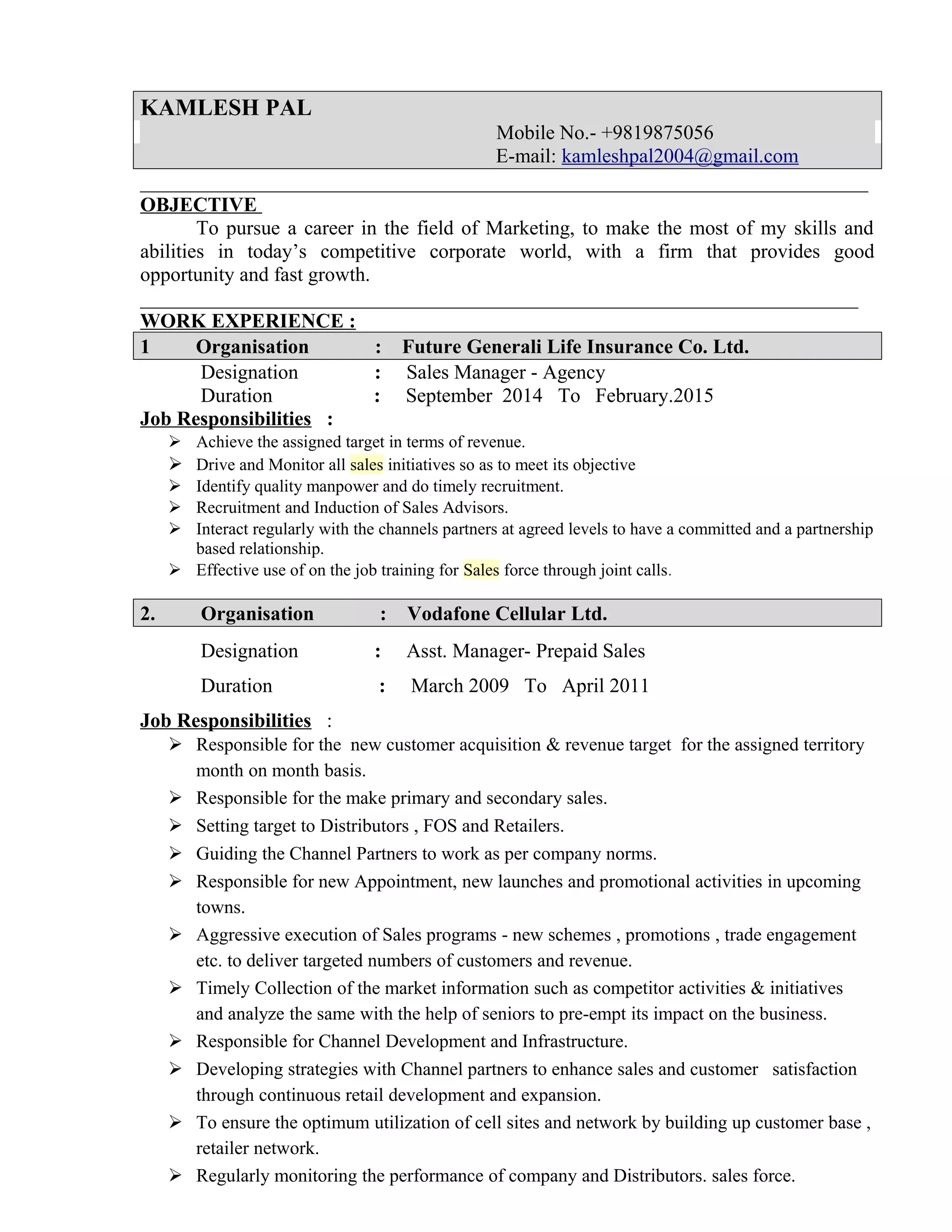Resume - kamlesh | DOC