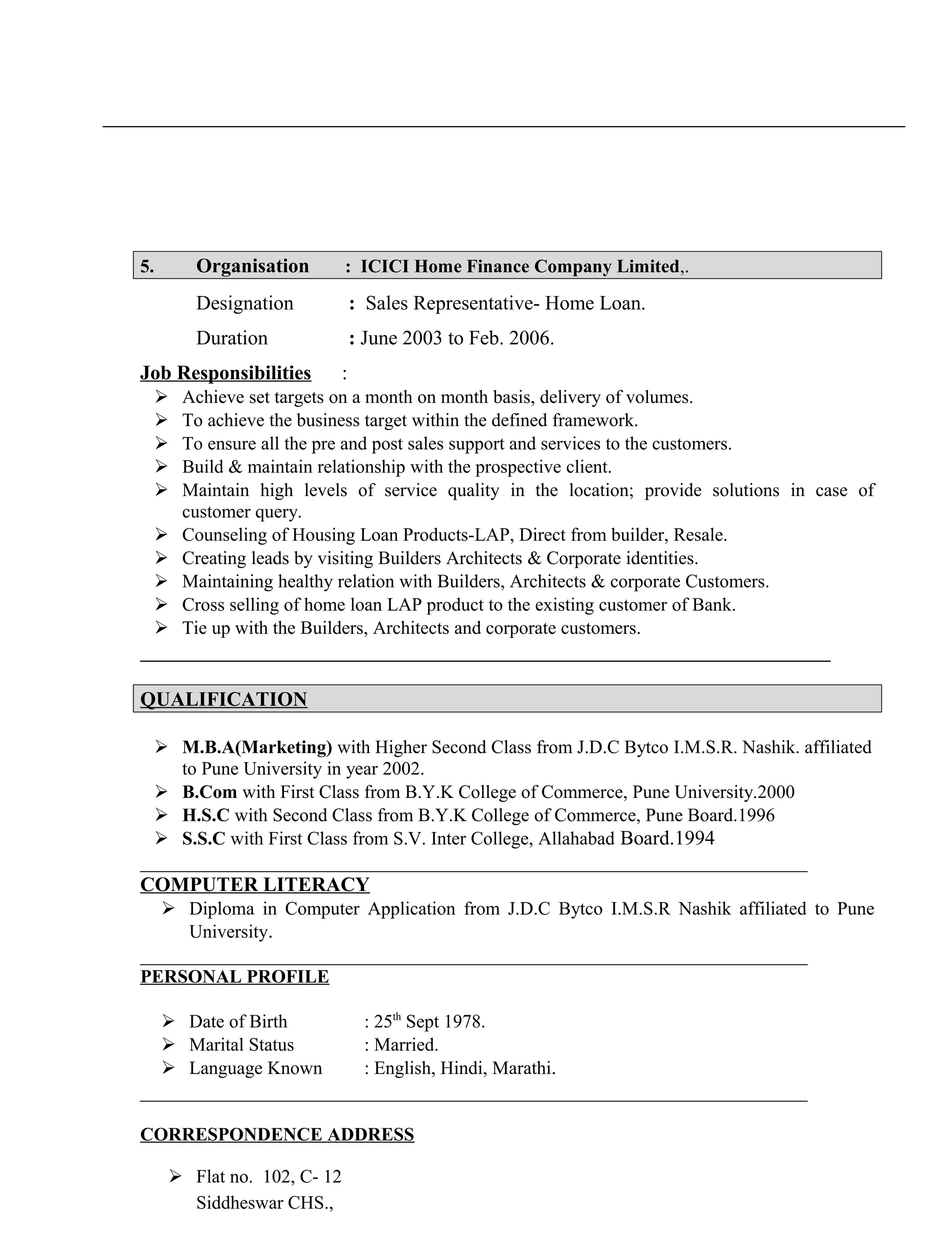 Resume - kamlesh | DOC | Sales | Business