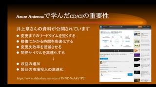 Azure AntennaでCD/CIを学んできた | PPTX