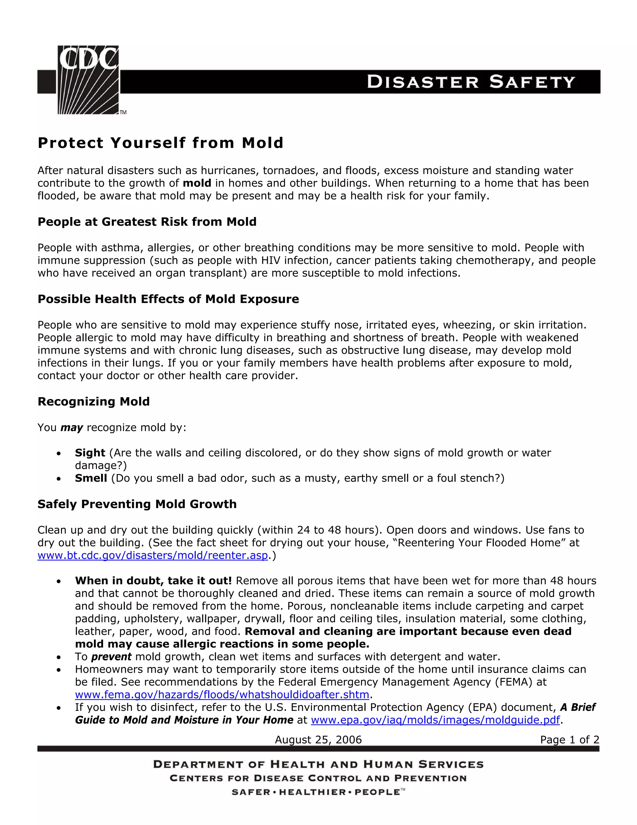 Protect Yourself From Mold | PDF