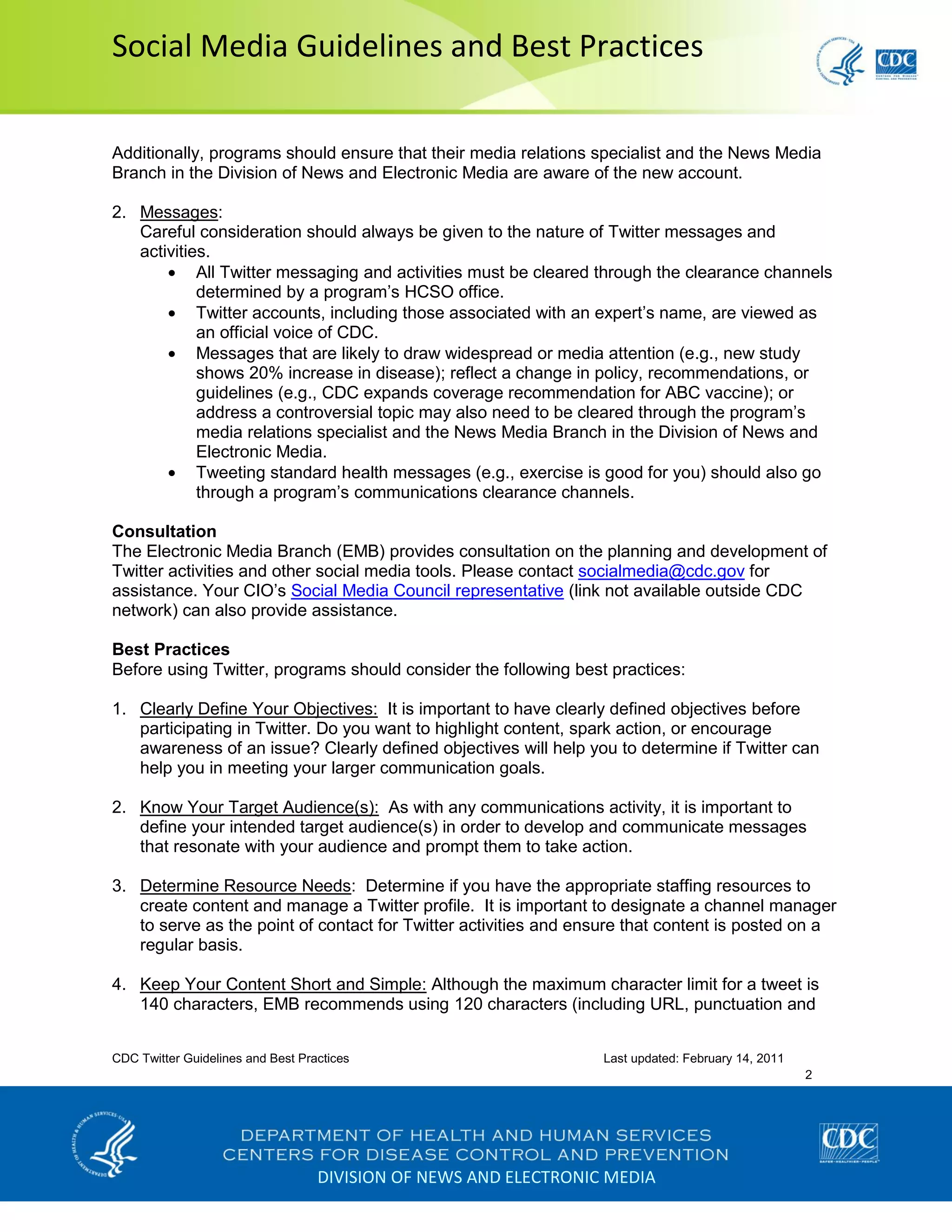 Cdc twitter guidelines | PDF