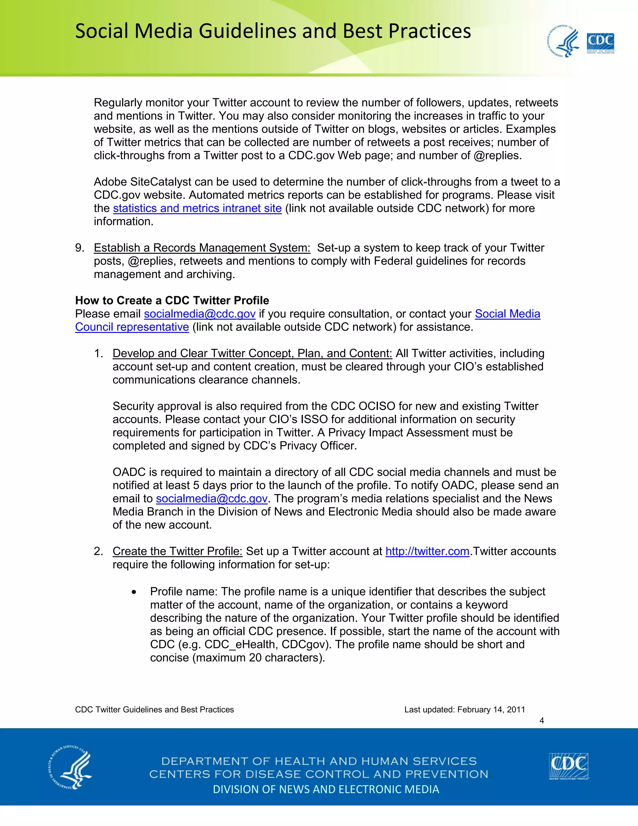 Cdc twitter guidelines | PDF
