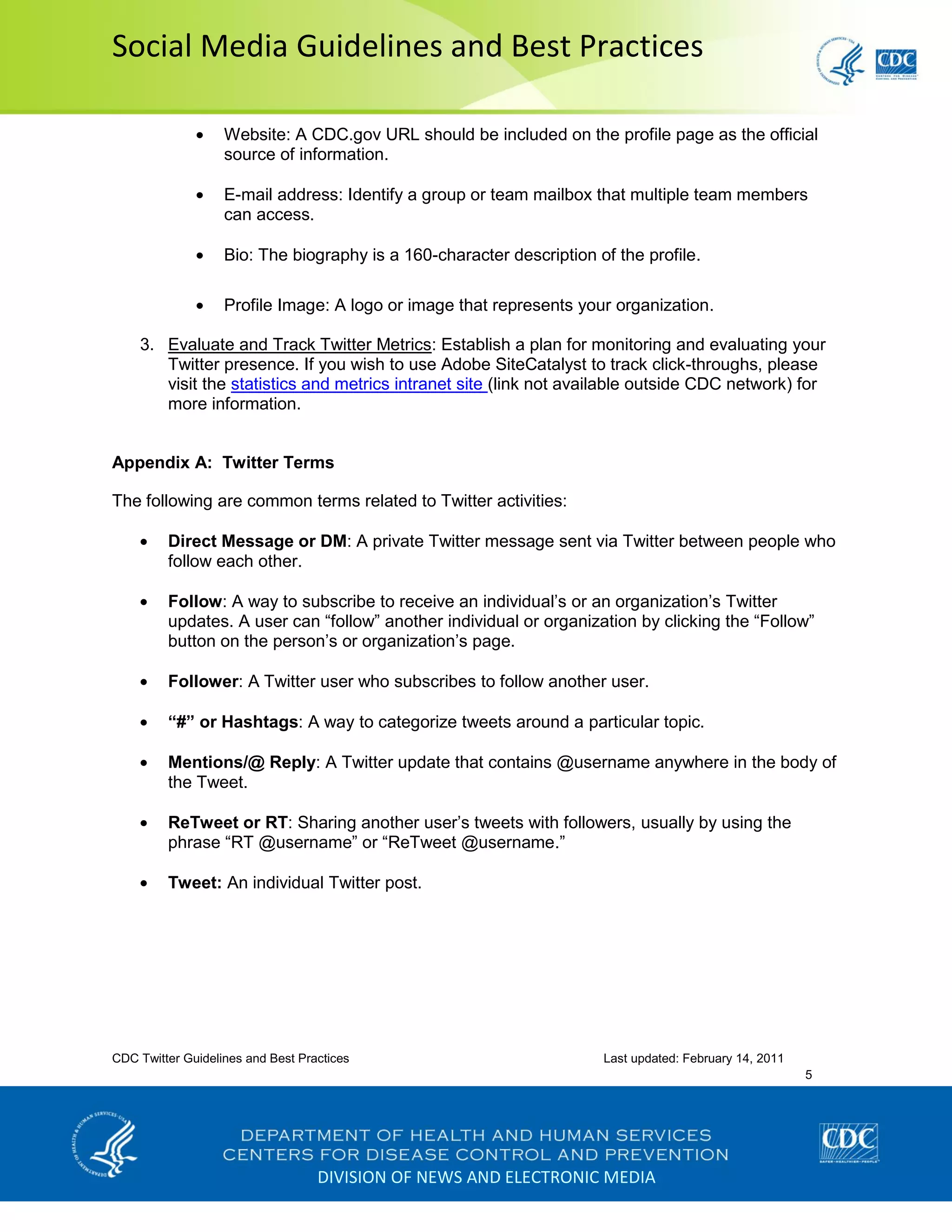 Cdc twitter guidelines | PDF