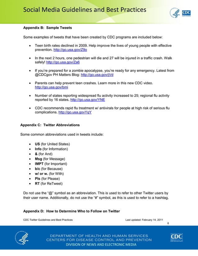 Cdc twitter guidelines | PDF