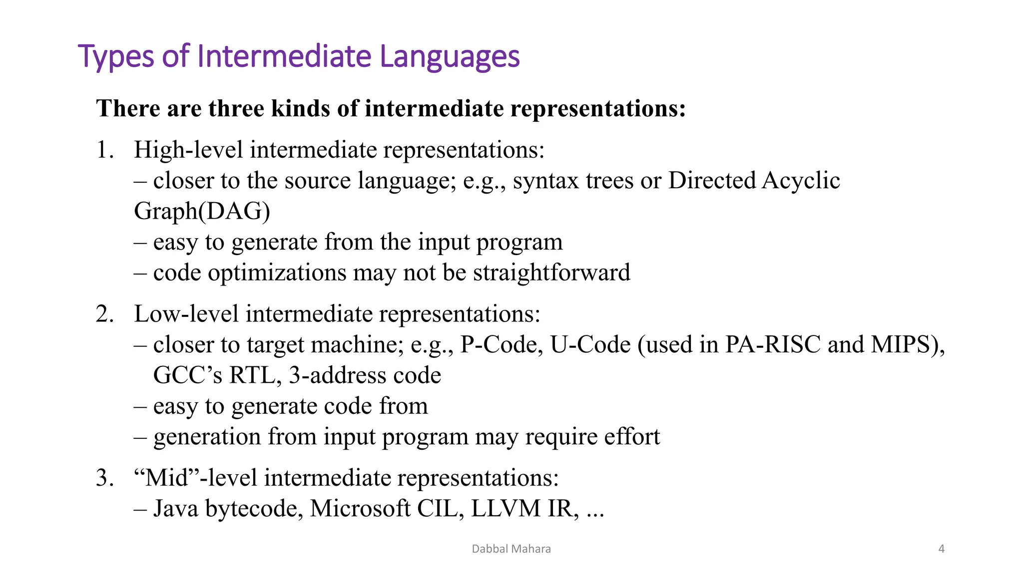 Unit 4 Part I Intermediate Code Generation in Compiler Design | PDF