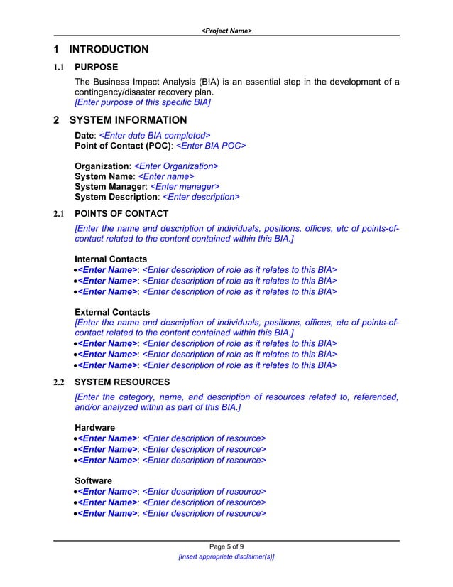 Cdc up business_impact_analysis_template | DOC