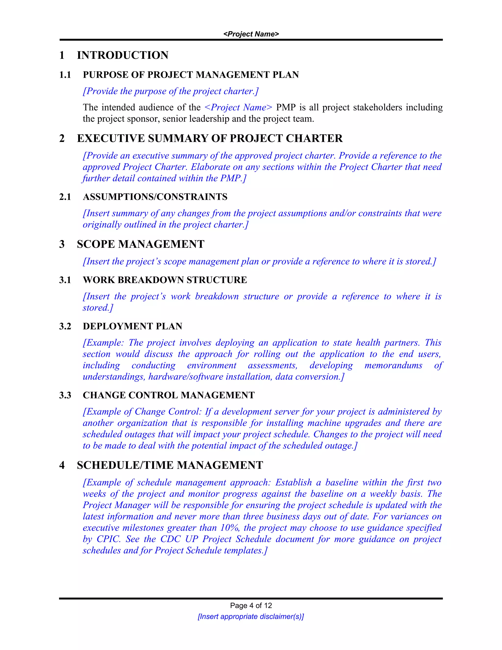 Cdc up project_management_plan_template | DOC