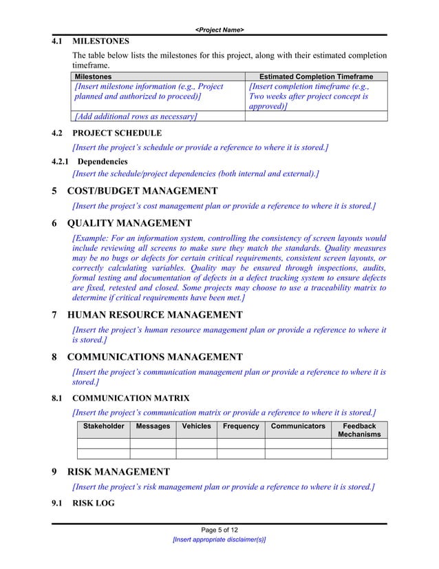 Cdc up project_management_plan_template | PDF | Free Download
