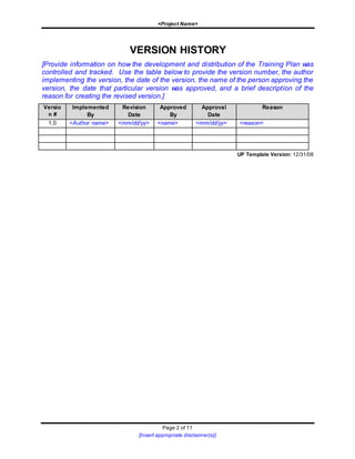 Cdc up training_plan_template | DOCX