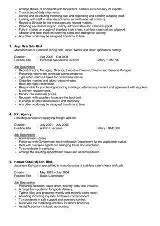 Celine Tee_CV2016 | DOCX | Logistics | Business