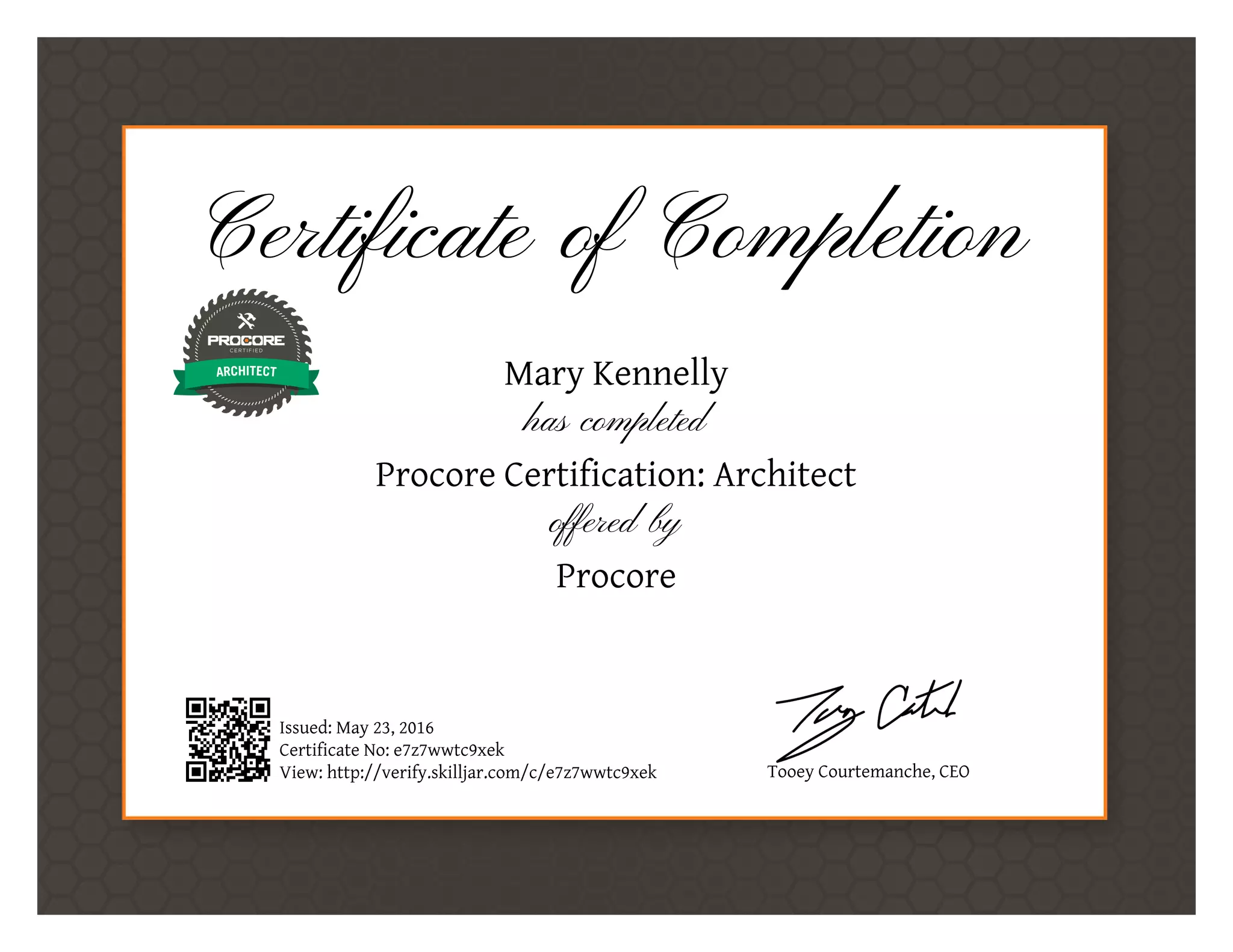 Procore Architect Certificate | PDF