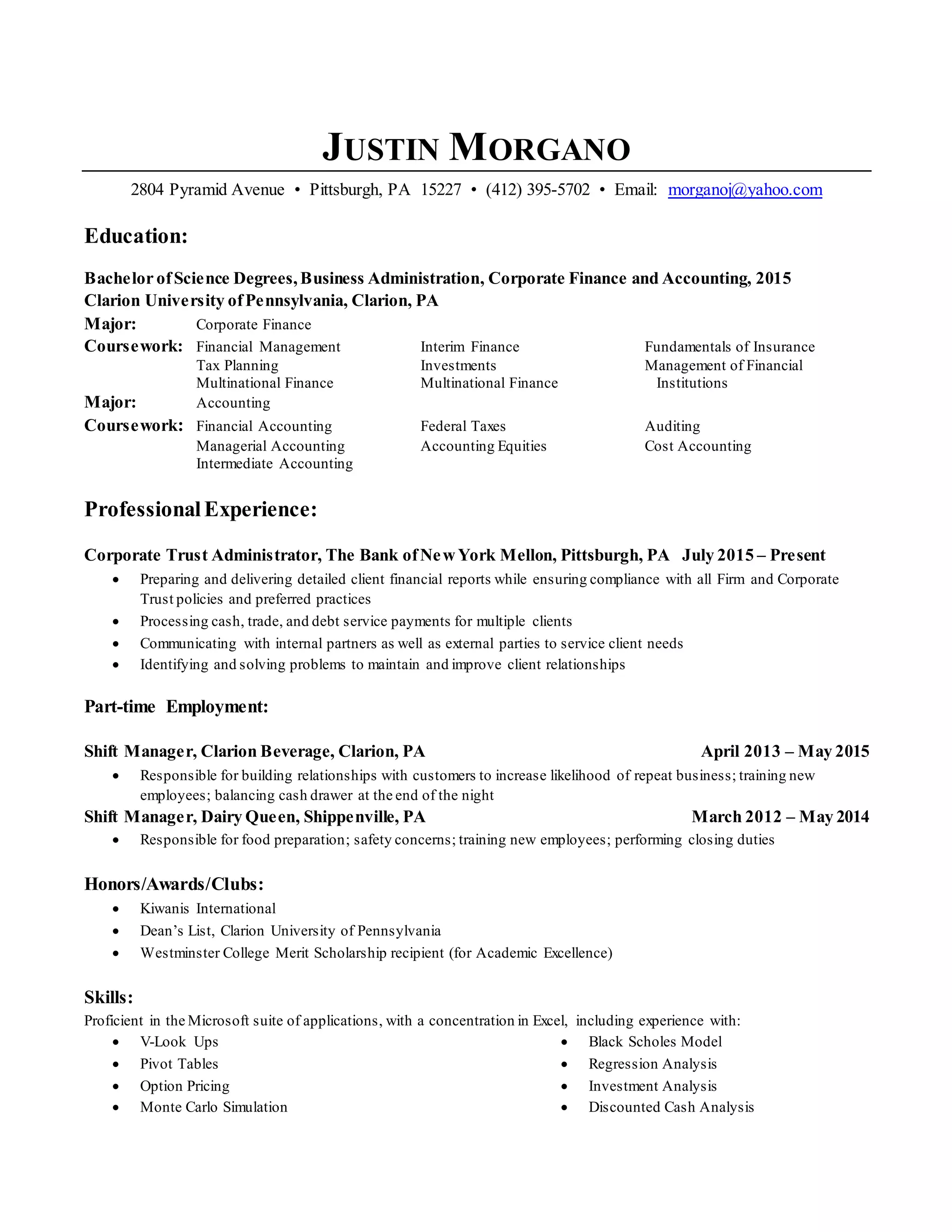 JUSTIN MORGANO Resume. | DOCX