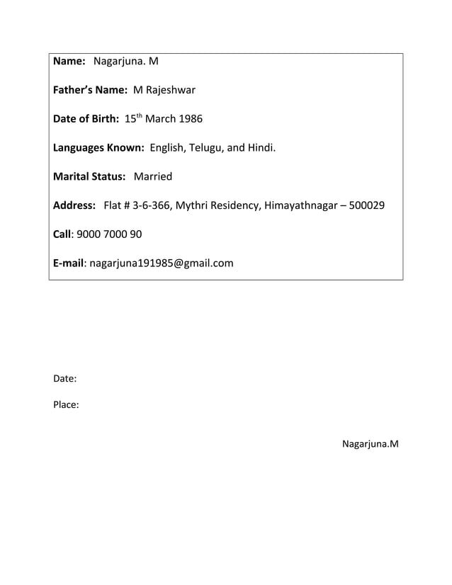 Nagarjuna. M Resume. | PDF