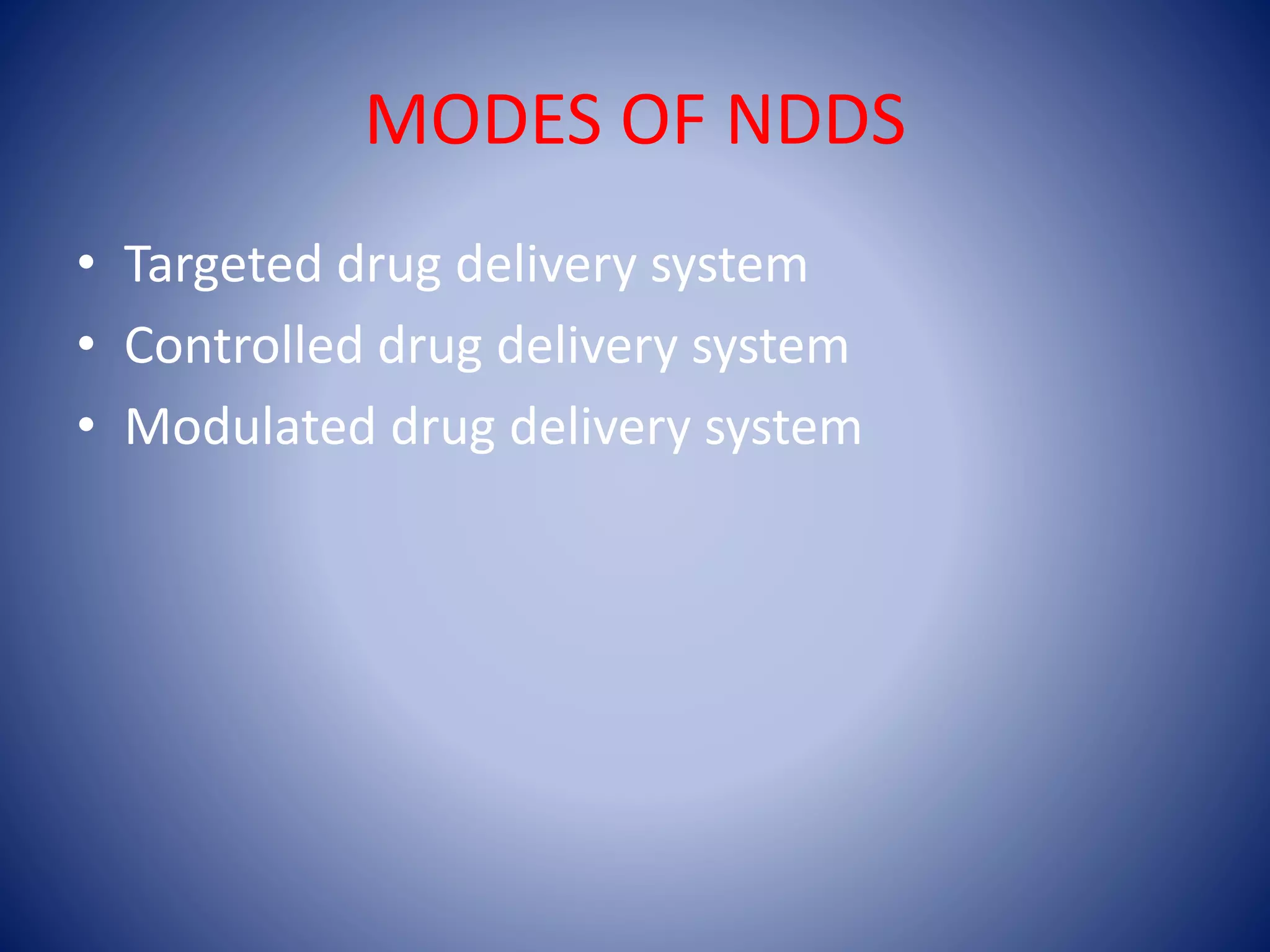 NOVEL DRUG DELIVERY SYSTEMS (NDDS) | PPTX