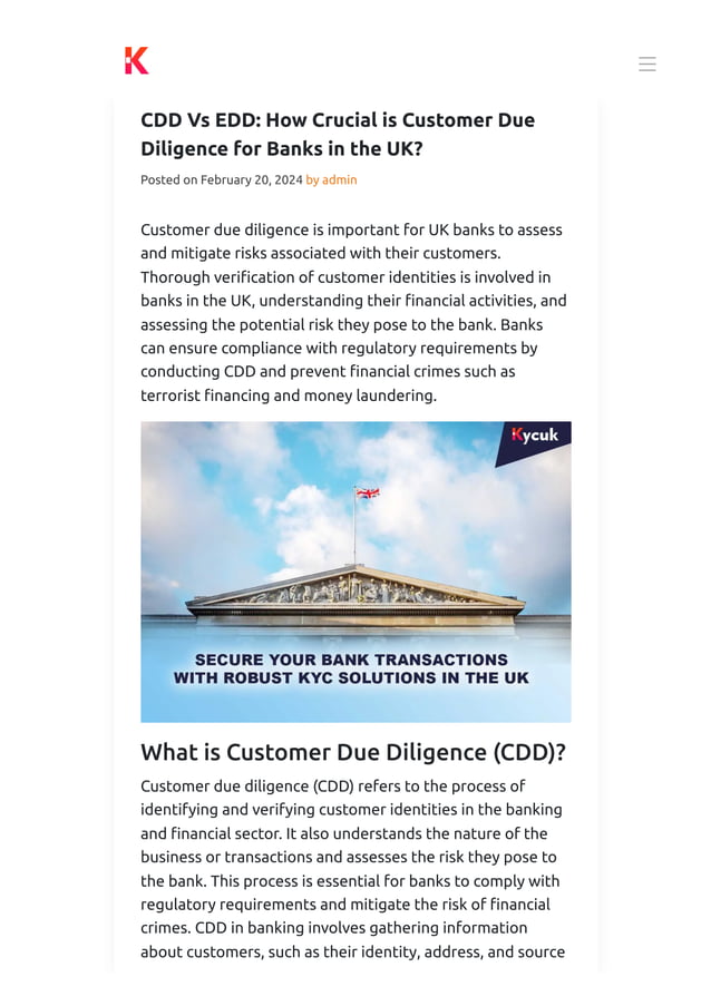 CDD Vs EDD: How Crucial is Customer Due Diligence for Banks in the UK ...