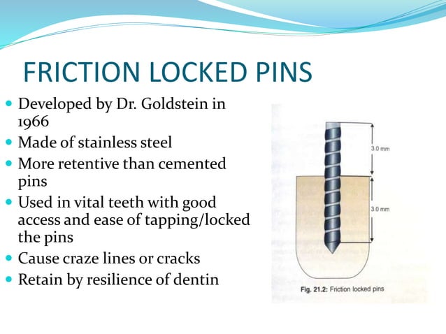 Pin Retained Restoration | PPTX | Dental Health | Diseases and Conditions