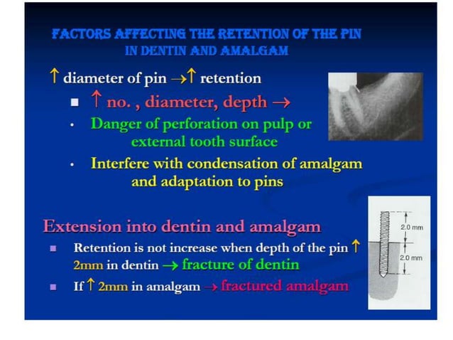 Pin Retained Restoration | PPTX | Dental Health | Diseases and Conditions