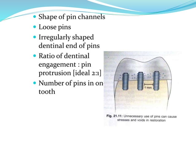 Pin Retained Restoration | PPTX | Dental Health | Diseases and Conditions