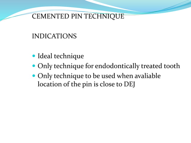 Pin Retained Restoration | PPTX | Dental Health | Diseases and Conditions